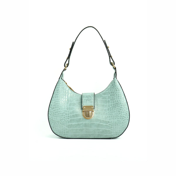 (CLEARANCE) LUNA Bag in Croco Mint - Man-made (PU) Leather – Kurbang Lokal