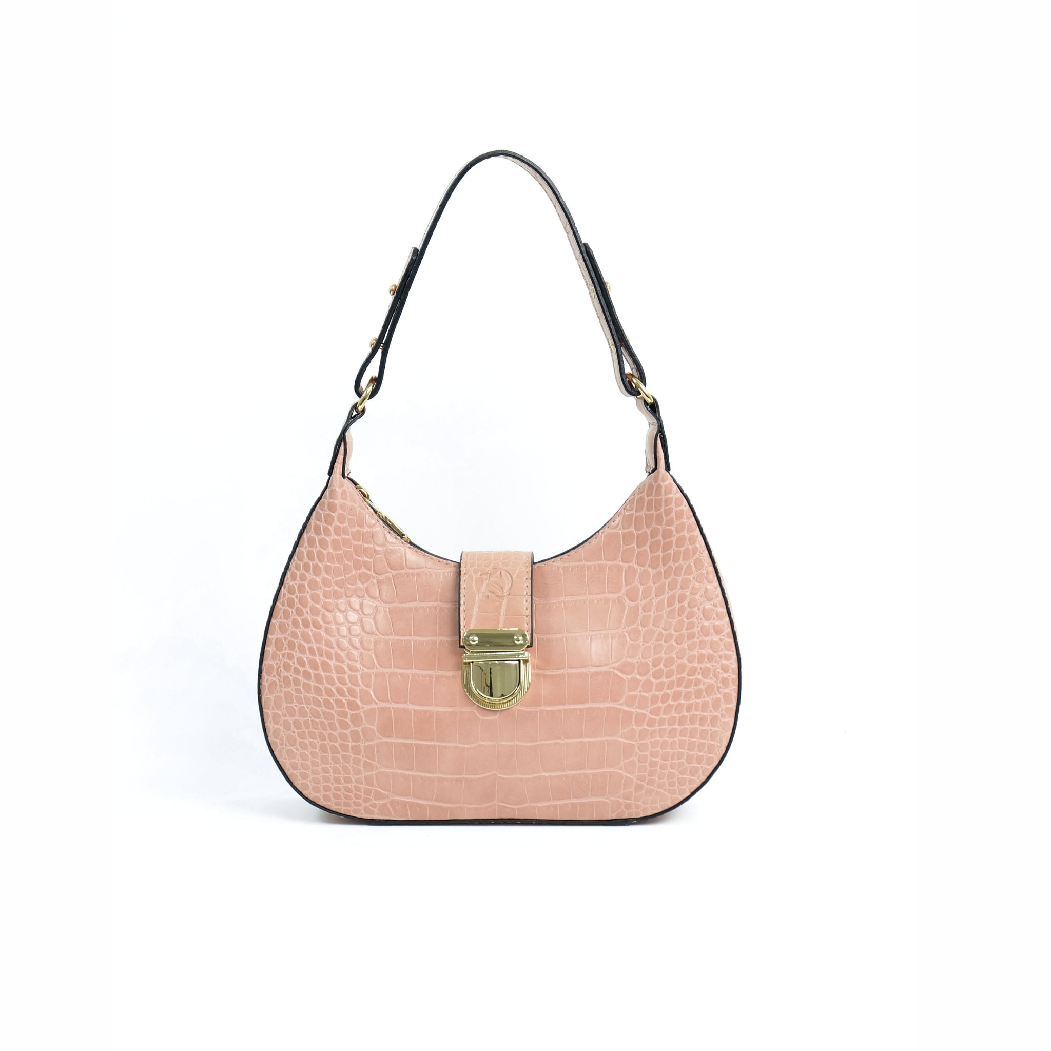 (CLEARANCE) LUNA Bag in Croco Baby Pink - Man-made (PU) Leather ...